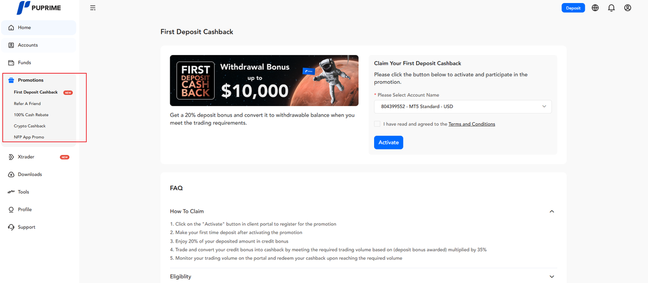 Jak złożyć wniosek o promocję w Portal Klienta? – Help Center | PU Prime | More Than Trading